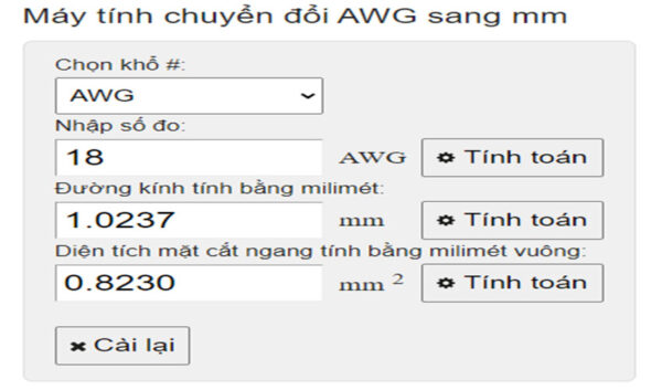 Bảng quy đổi AWG sang mm2 | AWG sang mm